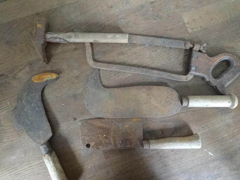 Vintage Antique French Iron Butcher Tools Chopper Cleaver Meat - Etsy