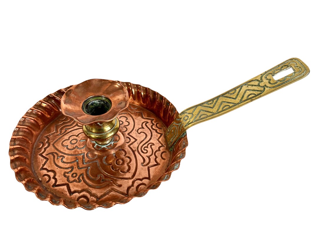 Vintage French Copper Brass Candle Holder Stand Stick Candlestick ...