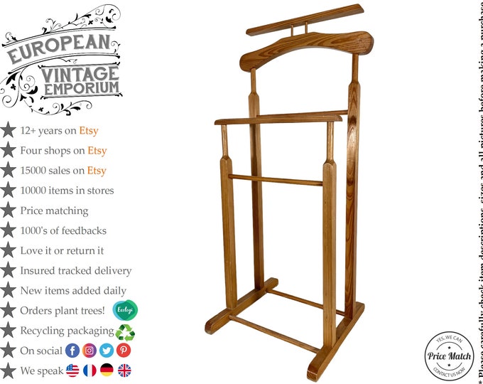 Vintage French Valet Butler Stand Wooden Clothes Hanger Suit Costume ...