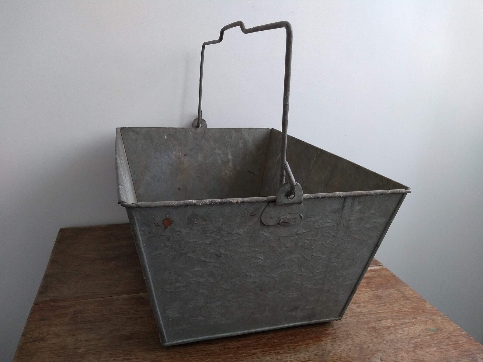 Vintage French Extra Large Handled Square Metal Galvanised | Etsy