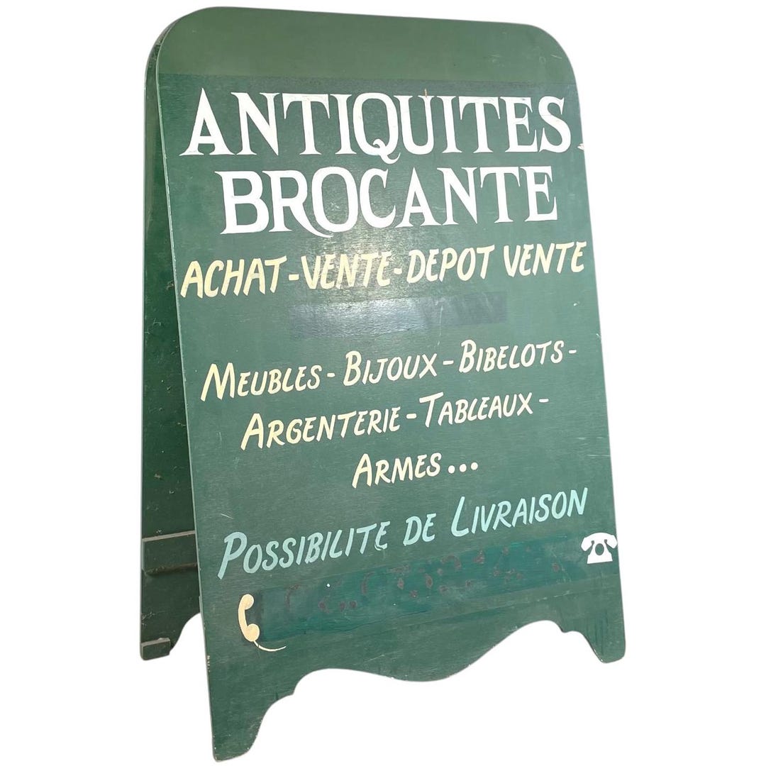 Vintage French Large ANTIQUES ANTIQUITES Wooden Hand Painted ...