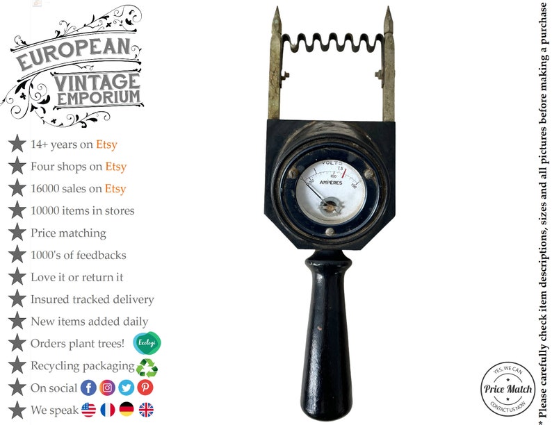 Vintage French Amps Amperes Volts Meter Electrical Test - Etsy