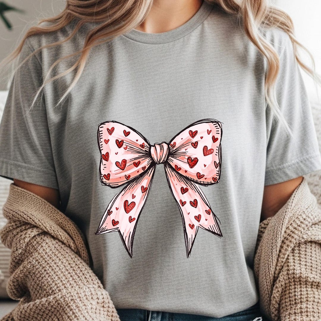 Romantic Valentine Bow With Hearts Gift for Her, Cute Retro Love Design ...