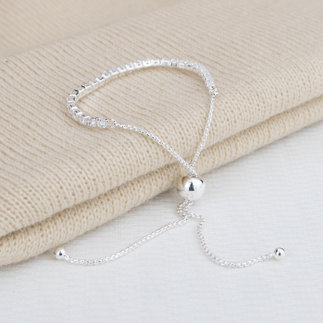 Pandora Adjustable Sterling Silver Tennis Bracelet, Cubic Zirconia ...