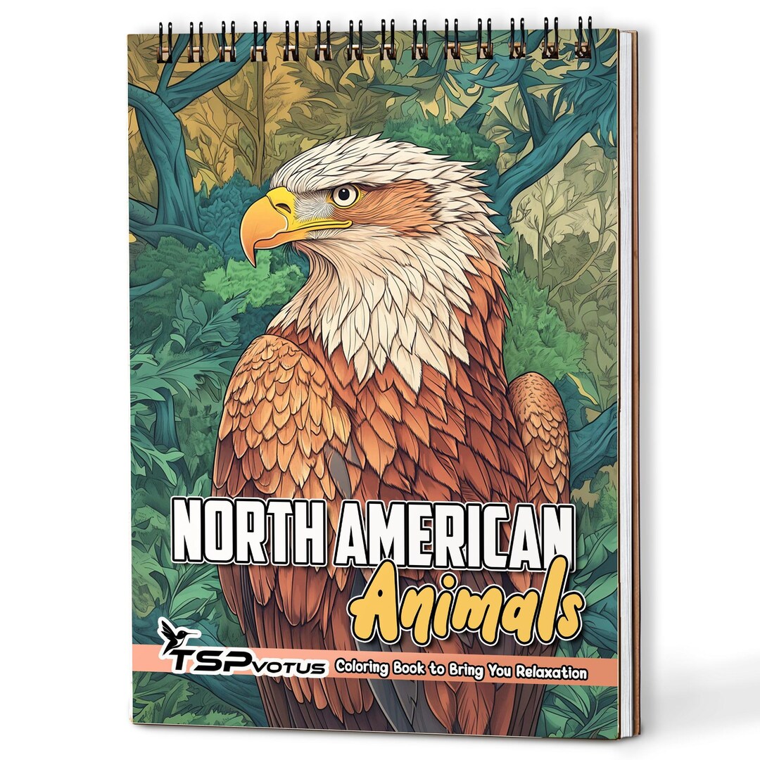 North American Animals Coloring Book for Adults: A5 Wooden Hardcover ...