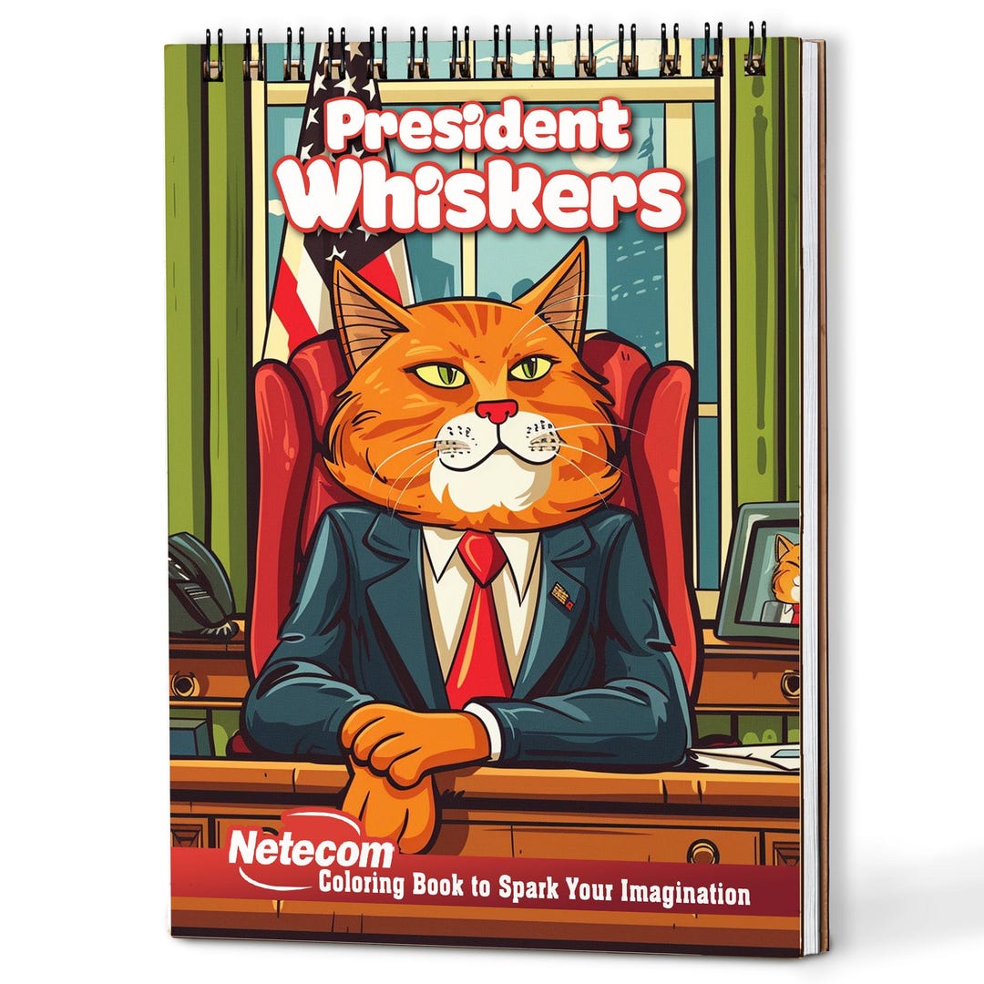 President Whiskers Coloring Book for Adults – A5 Wooden Hardcover, A4 ...