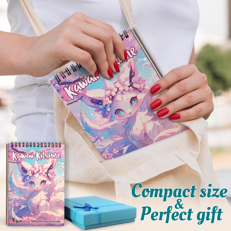 Kawaii Kitsune Coloring Book: A5 Wooden Hardcover, 30 Magical Fox Pages ...
