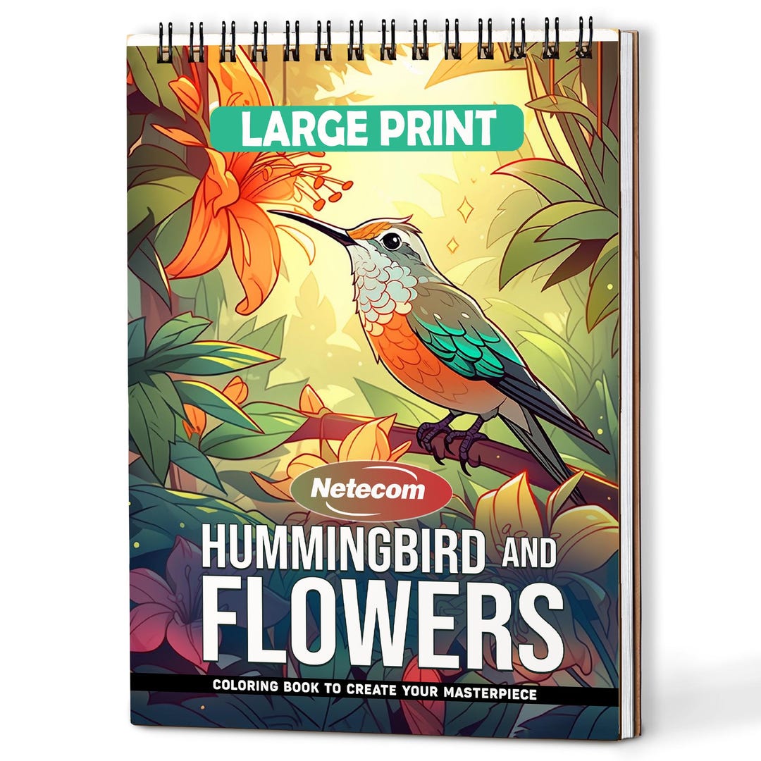 Large Print Hummingbird and Flowers Coloring Book – Wooden Hardcover ...