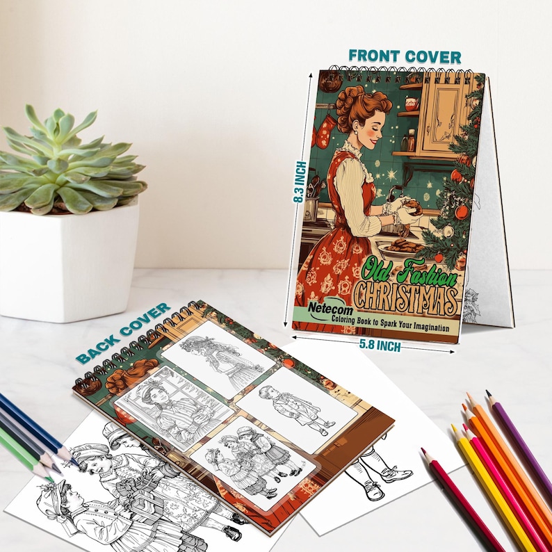 Old Fashion Christmas Coloring Book for Adults – A5 Wooden Hardcover ...