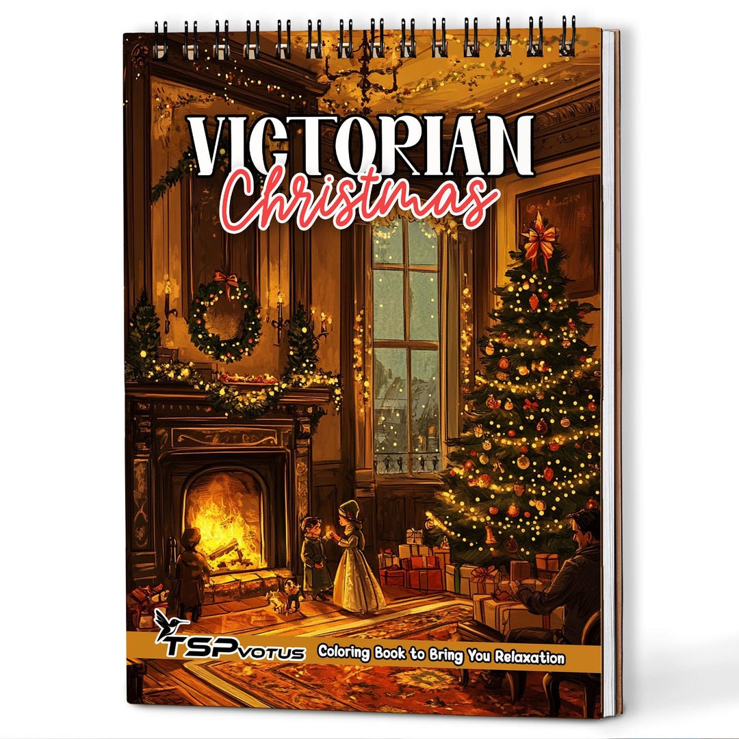 Victorian Christmas Coloring Book: A5 Wooden Hard Cover, 30 Nostalgic ...