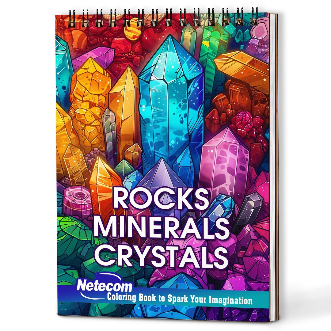 Rocks, Minerals Crystals Coloring Book for Adults – A5 Wooden Hardcover ...