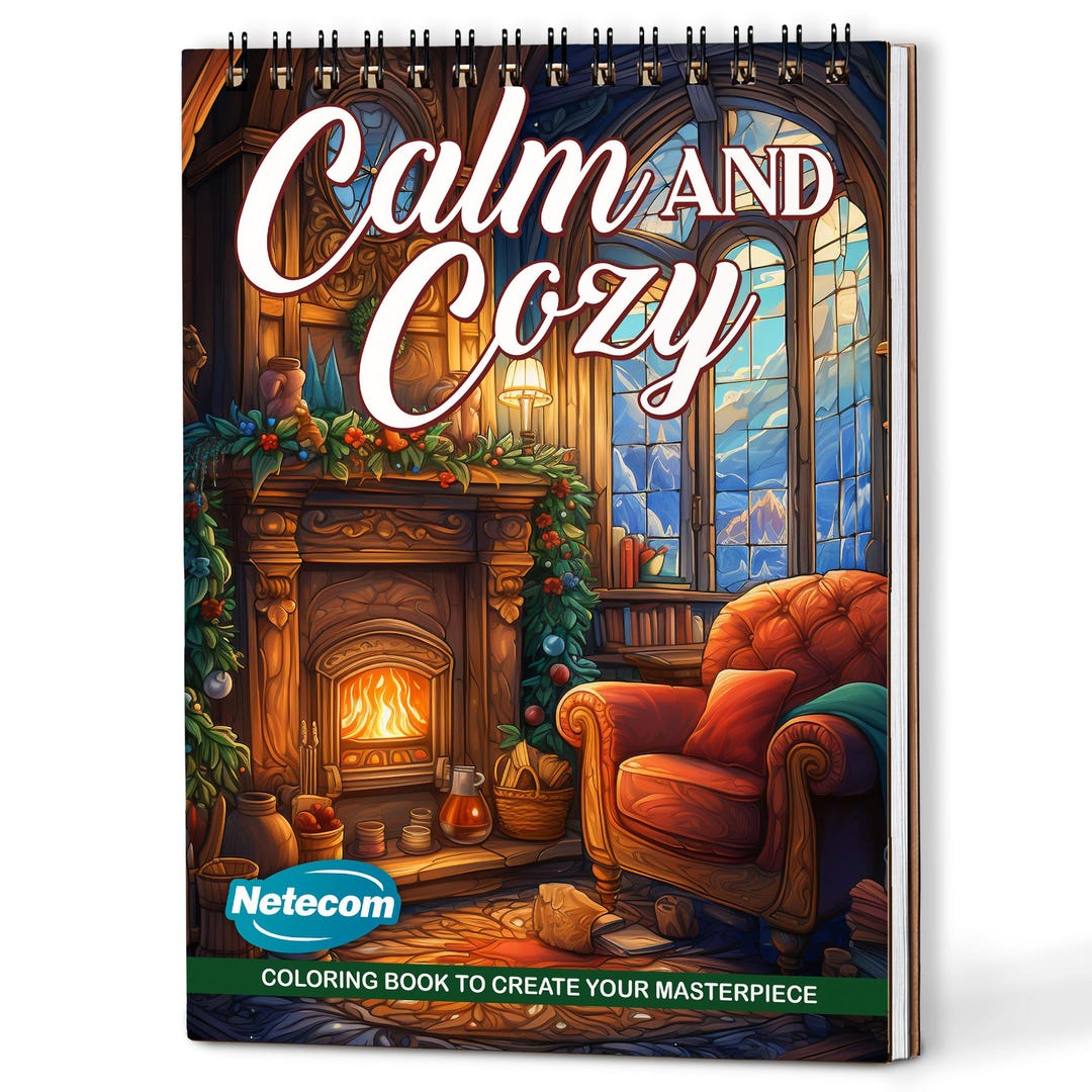 Calm and Cozy Coloring Book – A5 Wooden Hardcover, A4 Paper Hardcover ...