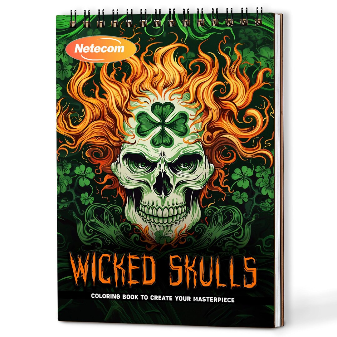 Wicked Skulls Coloring Book – Wooden Hardcover, Paper Hardcover, 30 ...