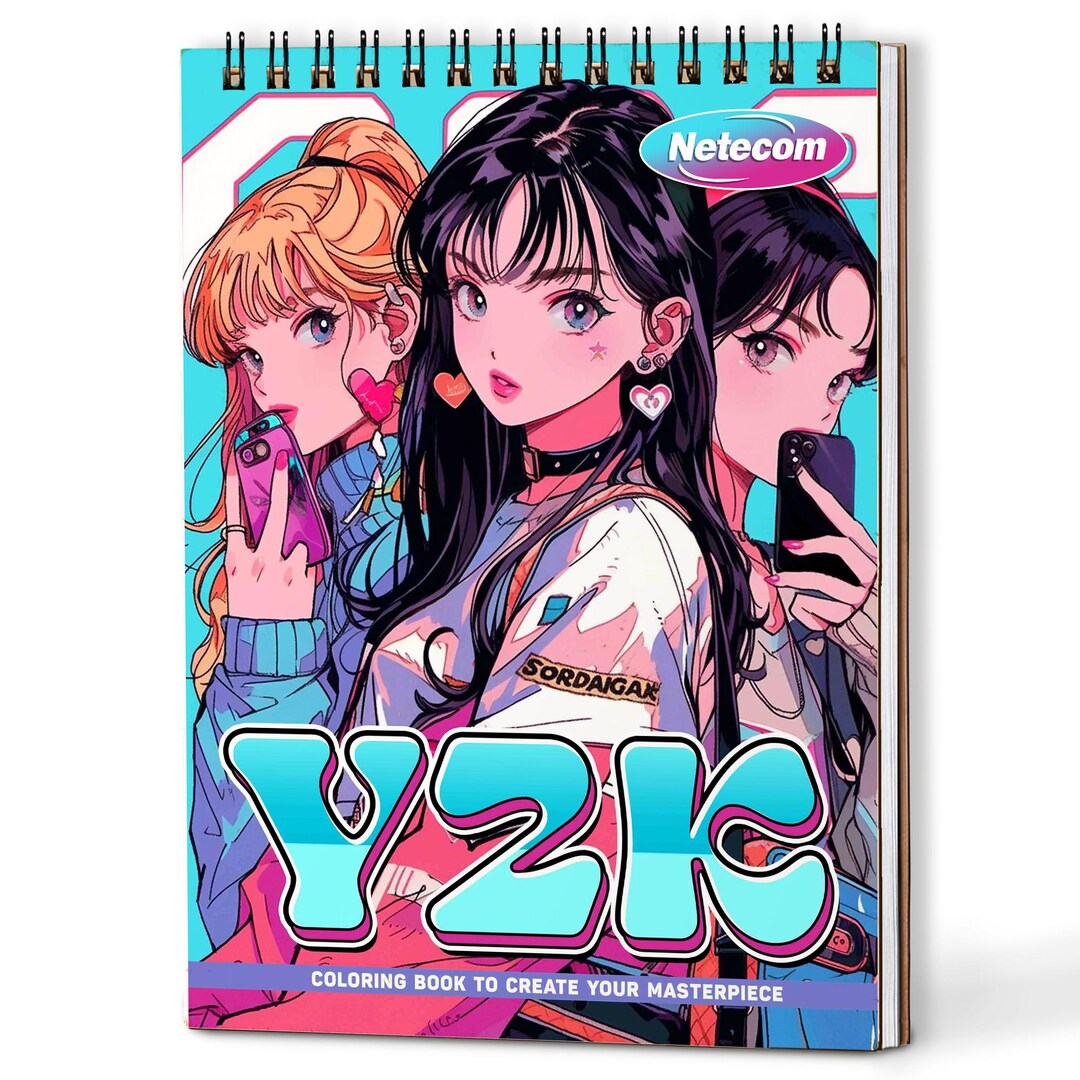 Y2K Coloring Book – A5 Wooden Hardcover, A4 Paper Hardcover, 30 Retro ...