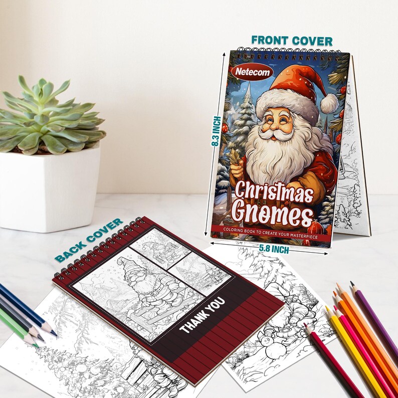 Christmas Gnomes Coloring Book for Adults – A5 Wooden Hardcover, 30 ...
