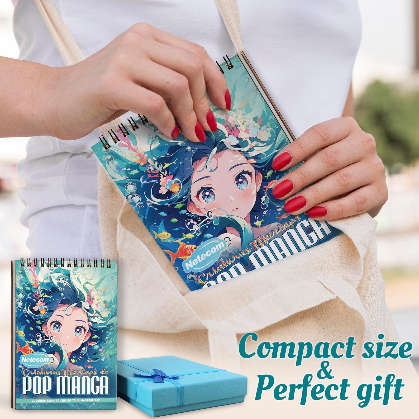 Pop Manga Sea Creatures Coloring Book for Adults – A5 Wooden Hardcover ...