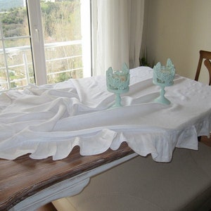Ruffled Tablecloth-shabby Chic French Country Home Decor-wedding Table ...