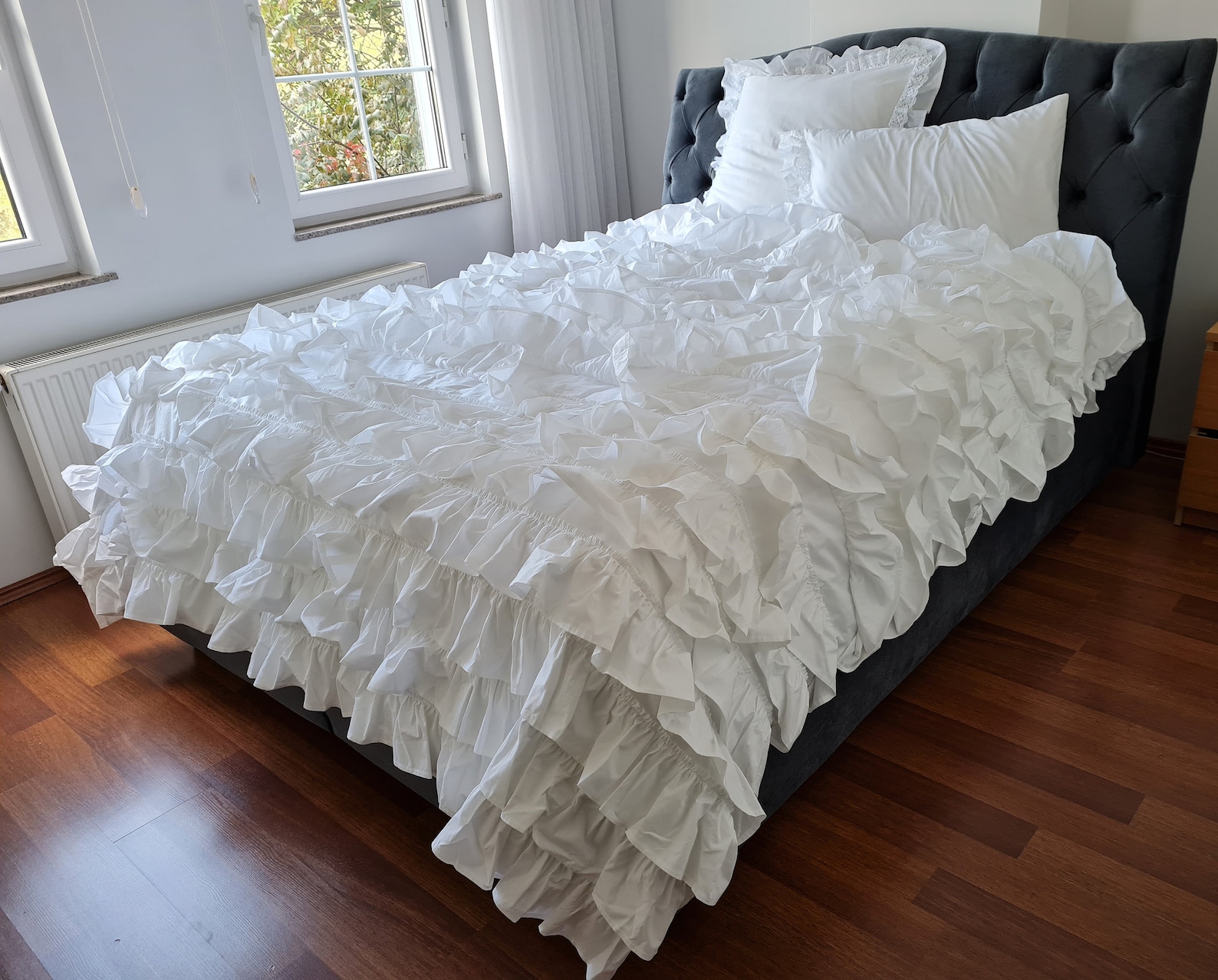 Tier Ruffle Bedding-duvet Cover Waterfall Ruffled Bedding Twin Full ...