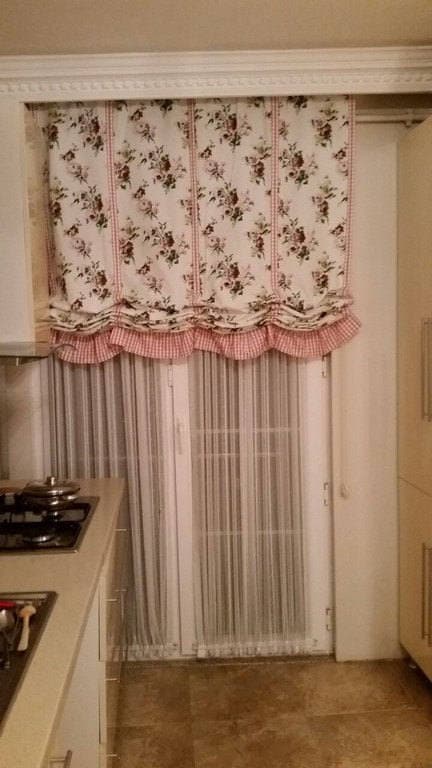 Valance Plaid Floral Ruffle Kitchen Curtain Balloon Valance Shabby Chic ...