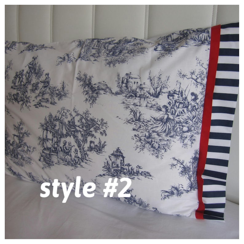 Toile Duvet Cover -french Country Toile Bedding- Floral Print Navy ...