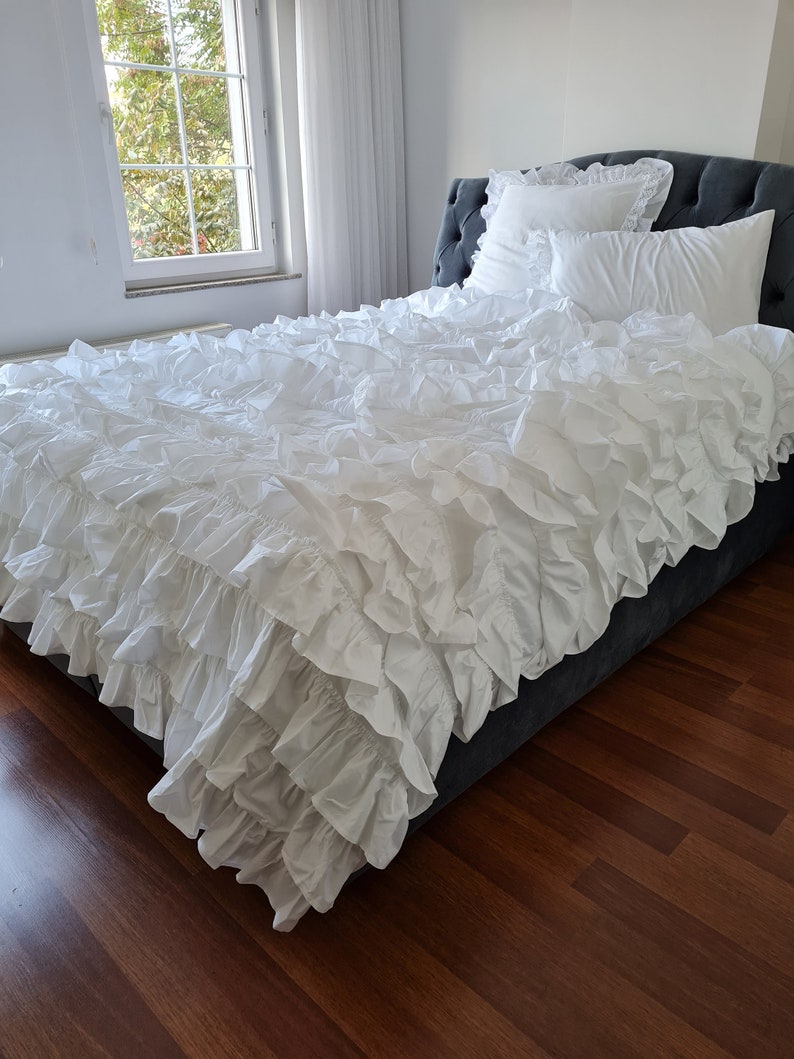 Tier Ruffle Bedding-duvet Cover Waterfall Ruffled Bedding - Etsy