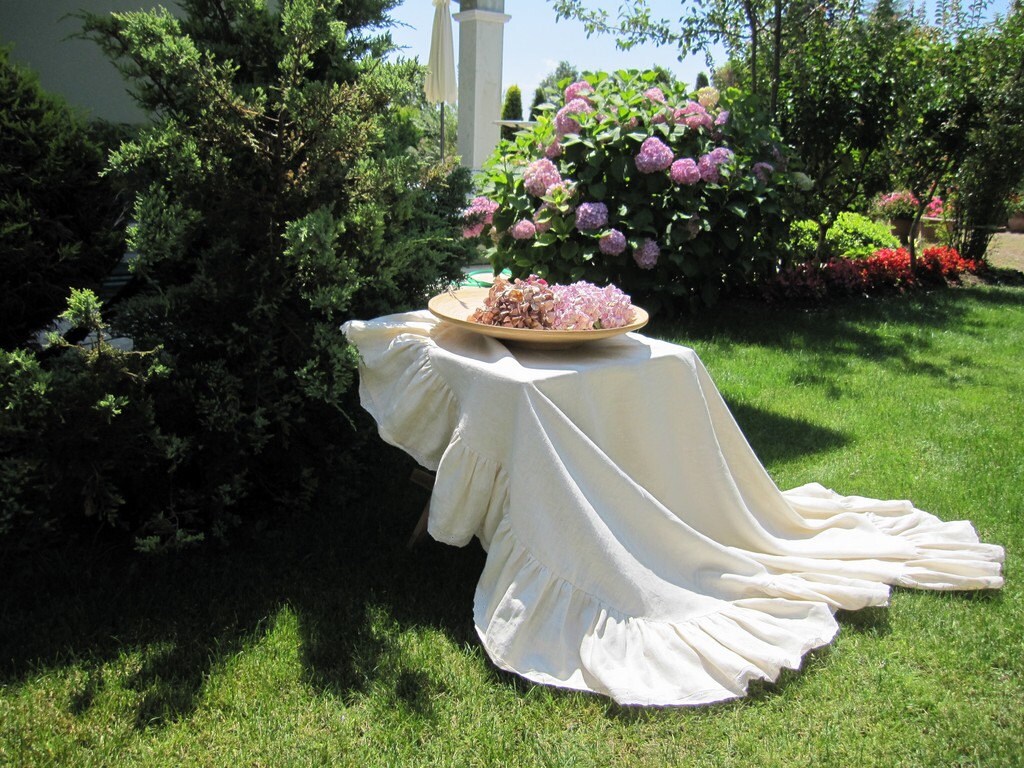 Ruffled tablecloth-Shabby Chic French country Home | Etsy