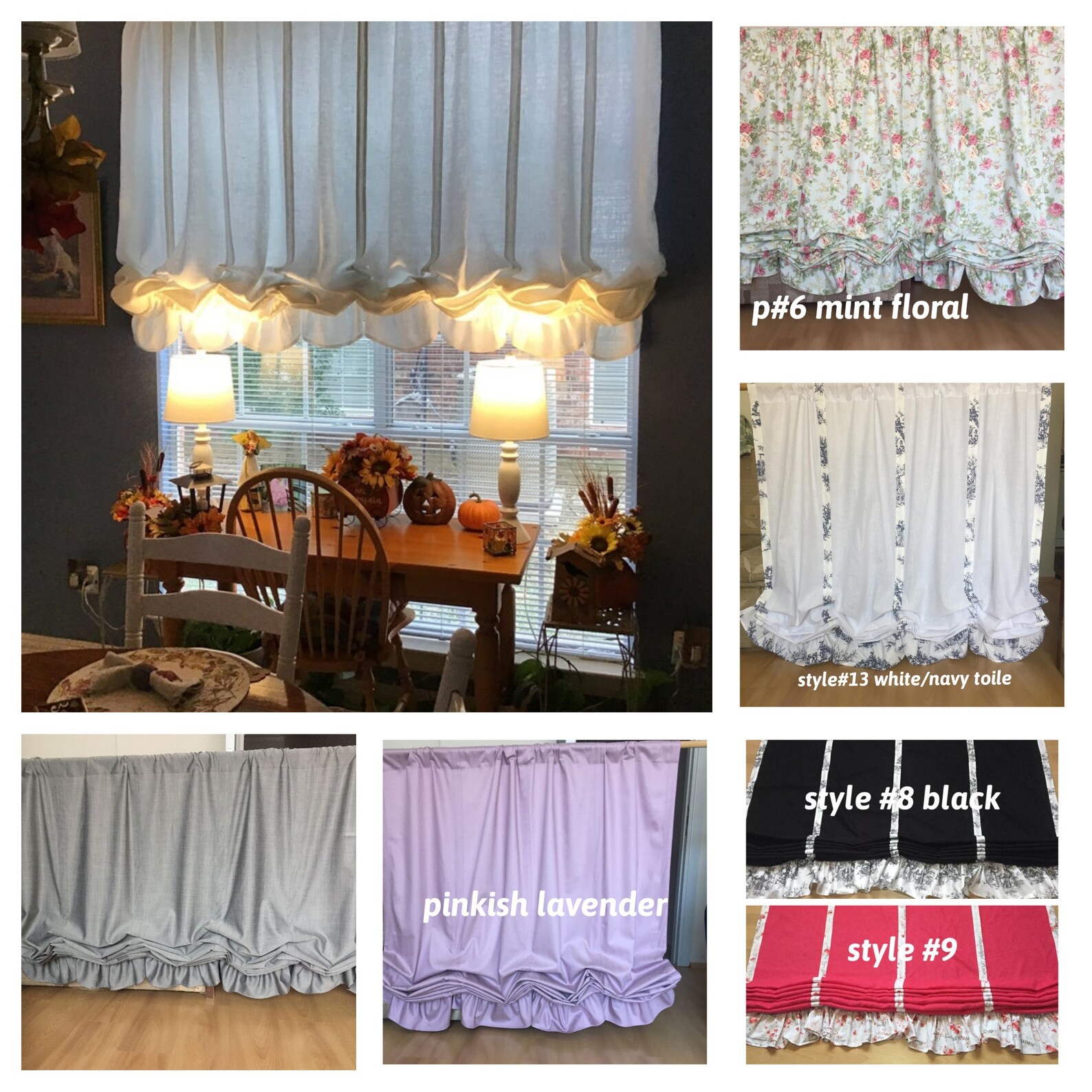 Balloon Curtain Valance Ruffle Kitchen Curtain Panels Valance | Etsy