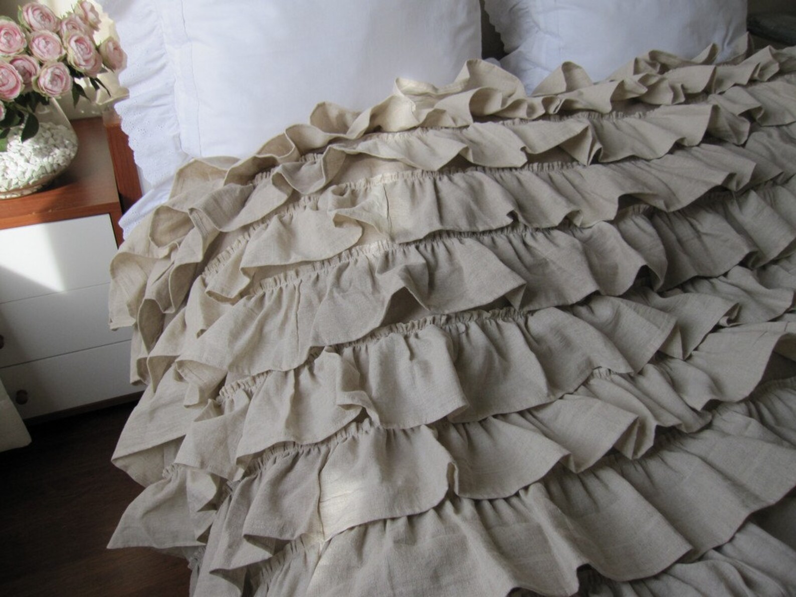 Tier Ruffle Bedding-duvet Cover Waterfall Ruffled Bedding Twin Full ...