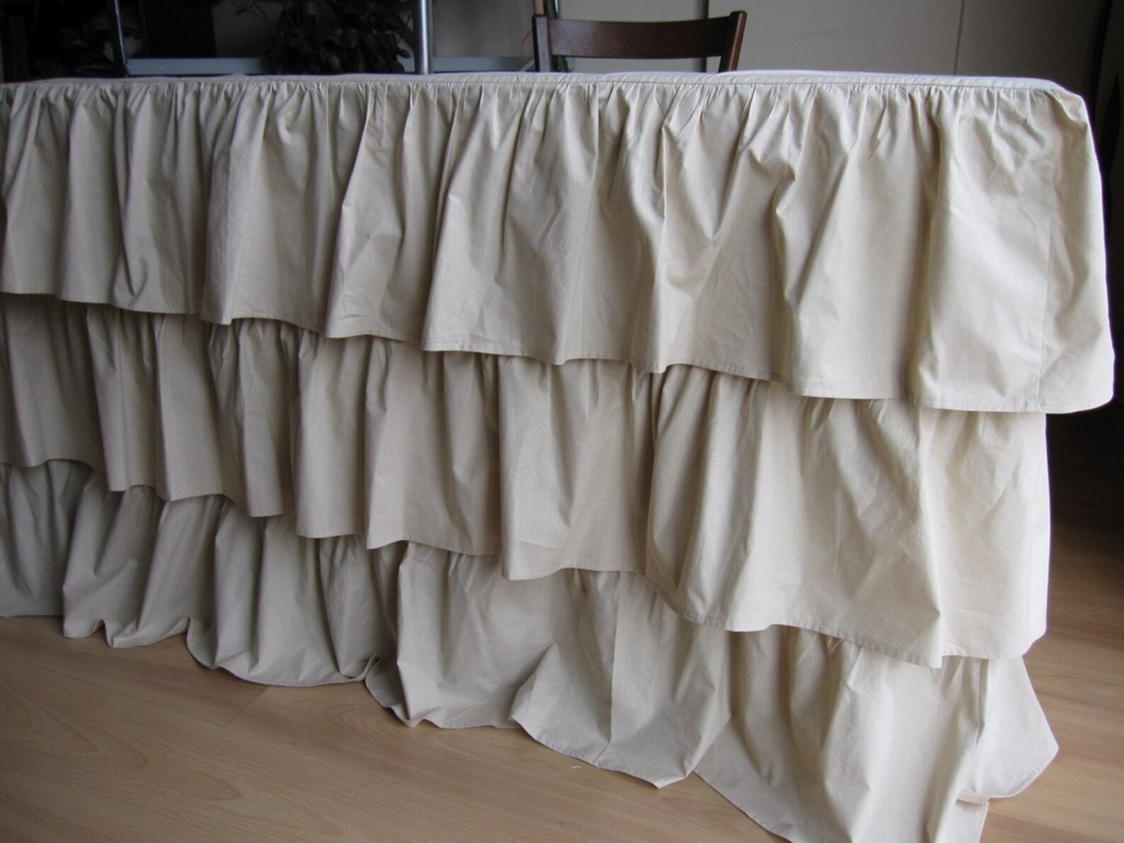 Fitted Tablecloth table Skirt Drop Ruffle Waterfall 3 Tiers | Etsy