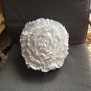 Shabby Chic Ruffled Pillow, Round Flower Pillow Cover, Square White ...