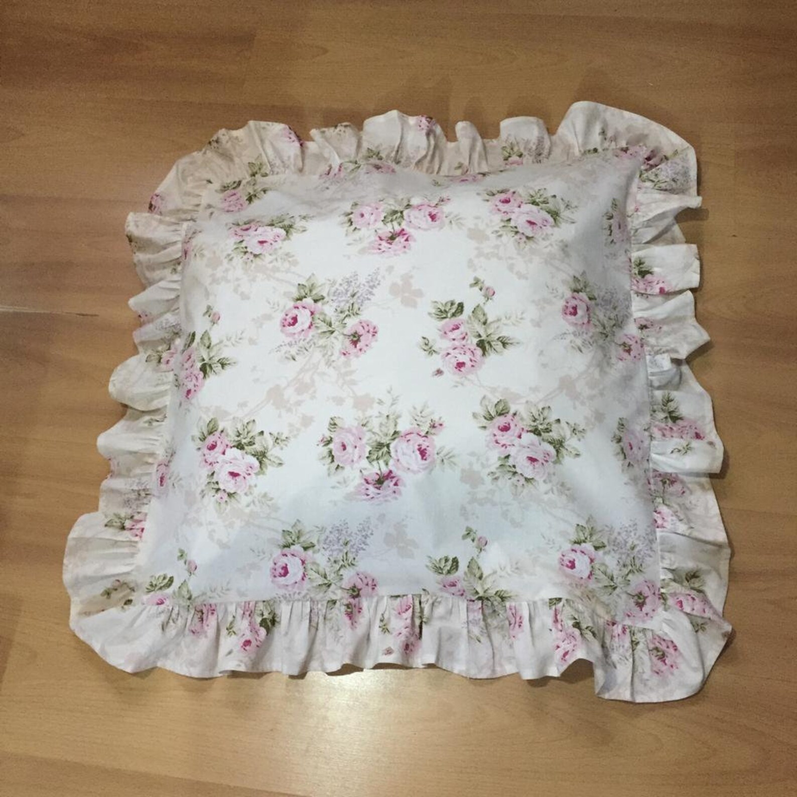 Solid White Pink Cotton Ruffle Euro SHAM Pillow Cover-body Pillow ...