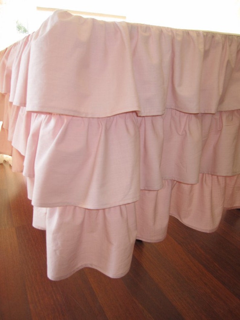 3 Tier Row Ruffled Linen Tablecloth Fitted Table Skirt-skirted - Etsy