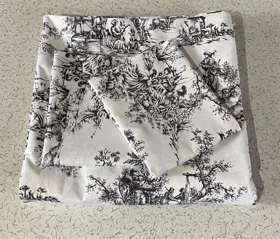 Toile Duvet Cover. French Country Toile Bedding. Floral Print Navy Blue Toile Cotton Queen Cal King Oversize Super King 120x98 Nurdanceyiz Etsy UK