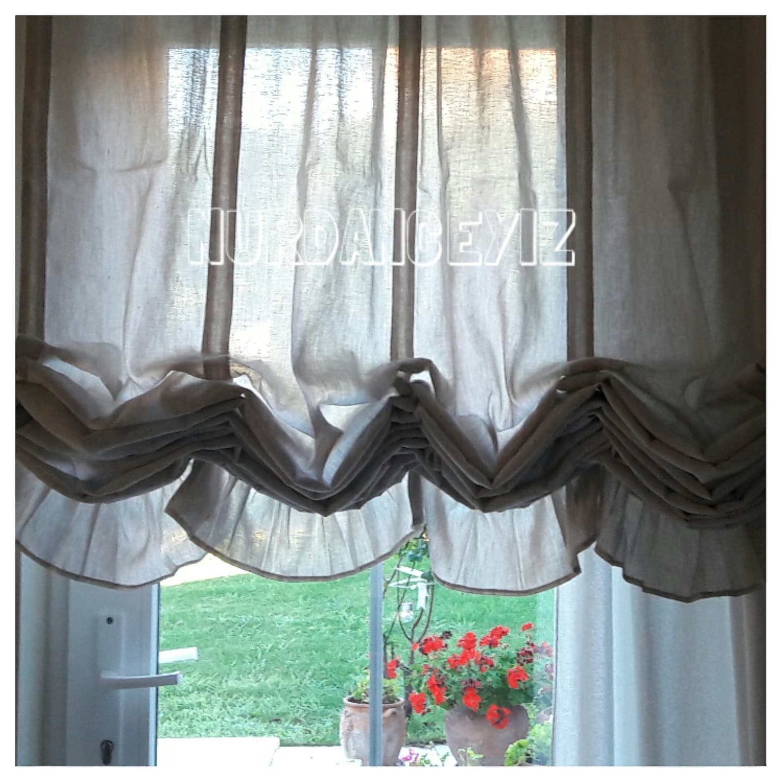 Balloon Curtain Valance Ruffle Kitchen Curtain Panels Valance Shabby ...