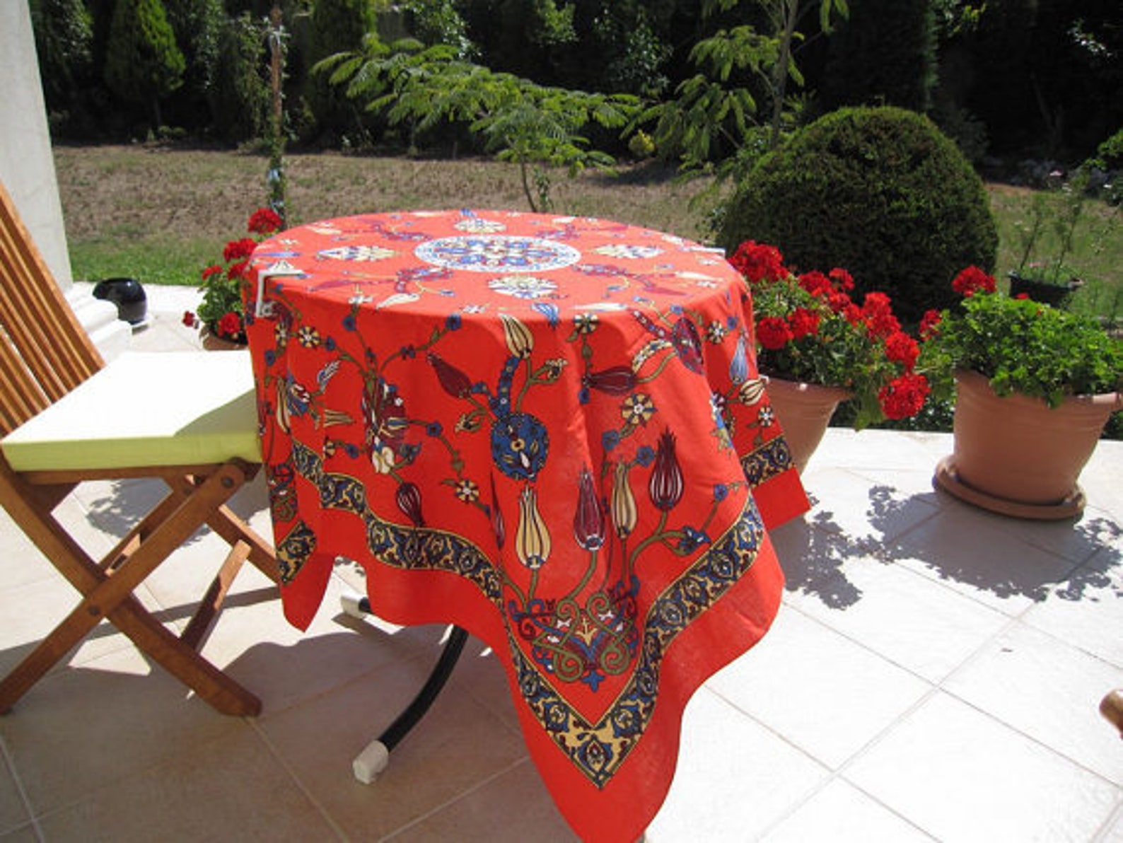 Square Tablecloth Turkish Ottoman Tile Floral Print Picnic - Etsy
