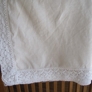 White ivory linen tablecloth cotton lace edge 104 120 144 | Etsy