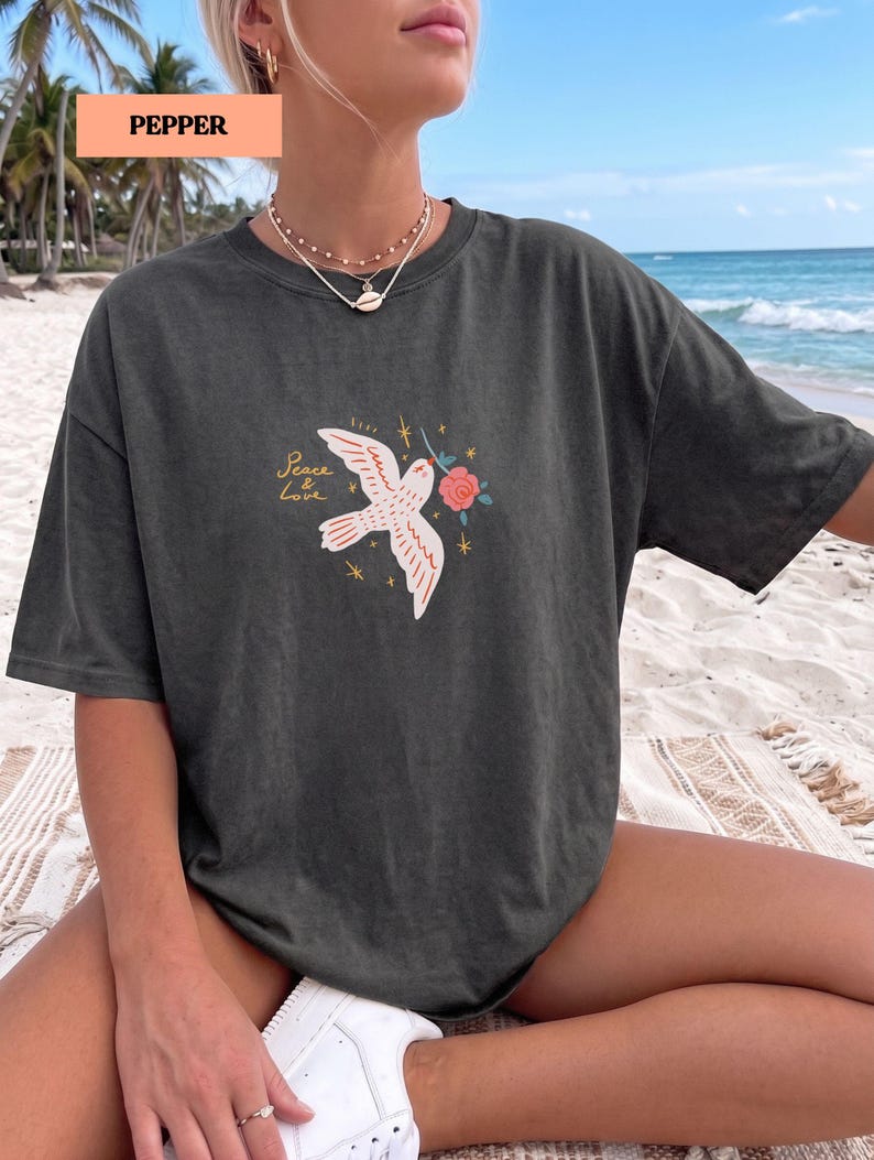 Peace Dove Botanical Rose Comfort Colors 1717 T-shirt, Boho Spiritual ...