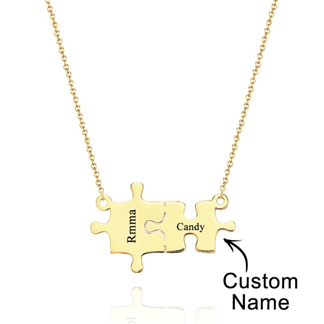 Personalized Puzzle Necklace Custom Name Engraved Necklace Jewelry Gift ...