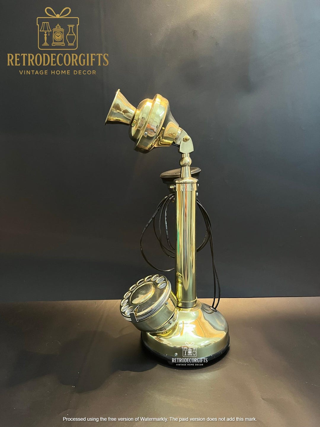 Brass Candlestick Telephone - Functional Rotary Dial, Vintage ...