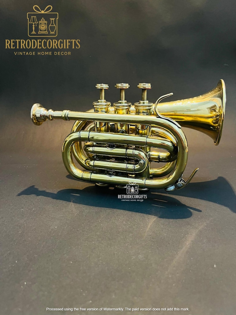 Nautical Shinny Brass Trumpet | Student Pocket Musical Bugle Horn | 3 ...