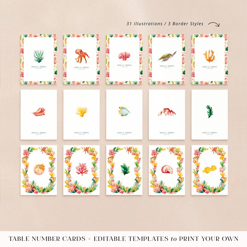 Editable Wedding Table Name. Table Number Templates. Instant Printable ...