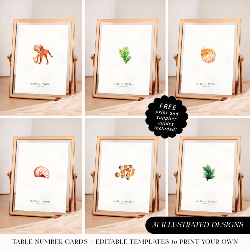 Editable Wedding Table Name. Table Number Templates. Instant Printable ...