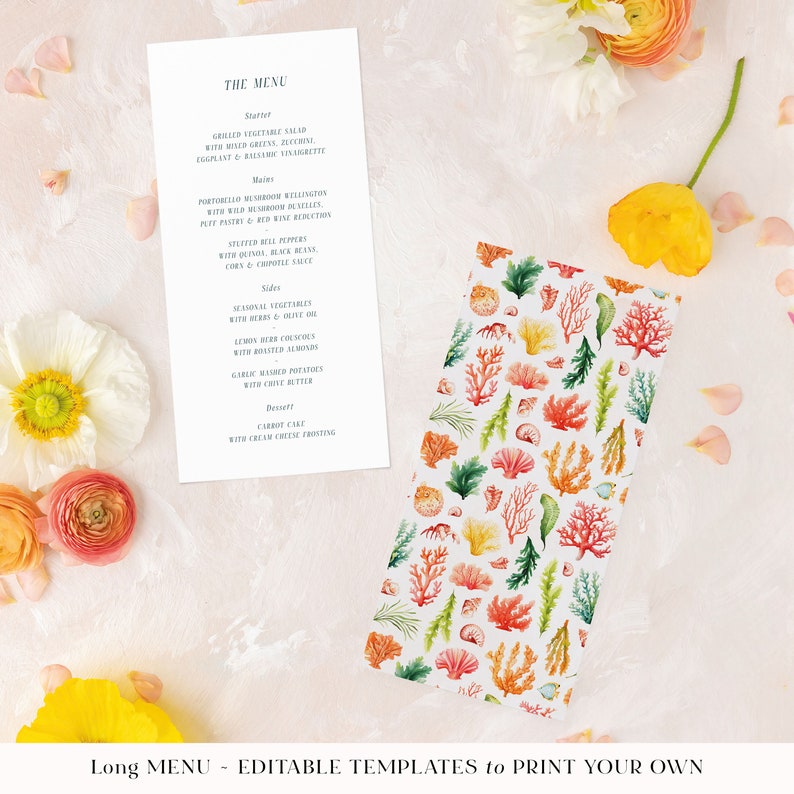 Editable Wedding Menu Templates. Instant Digital Downloads. Printable ...