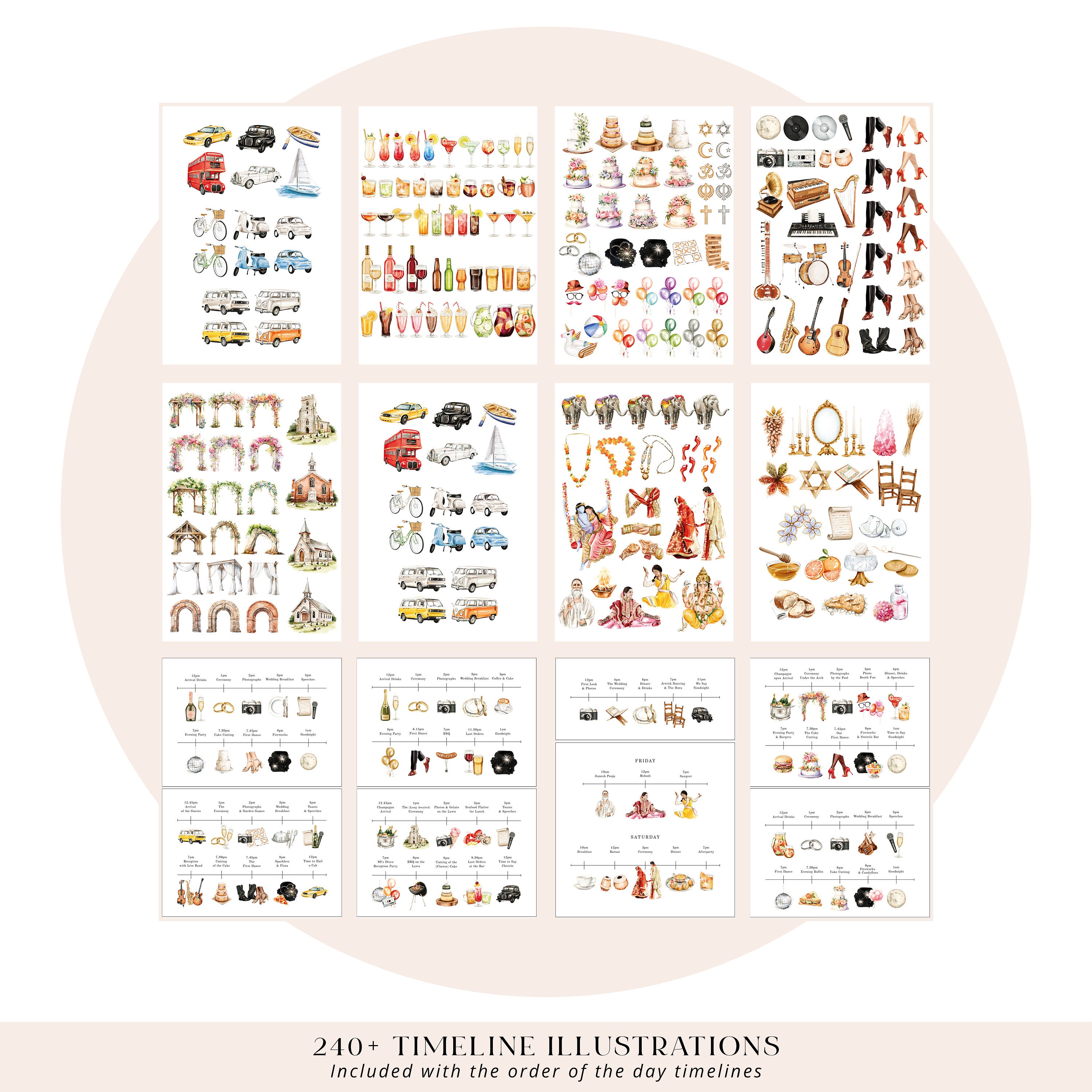 Reception Signage & Favour Stickers Template Bundle. Editable and ...