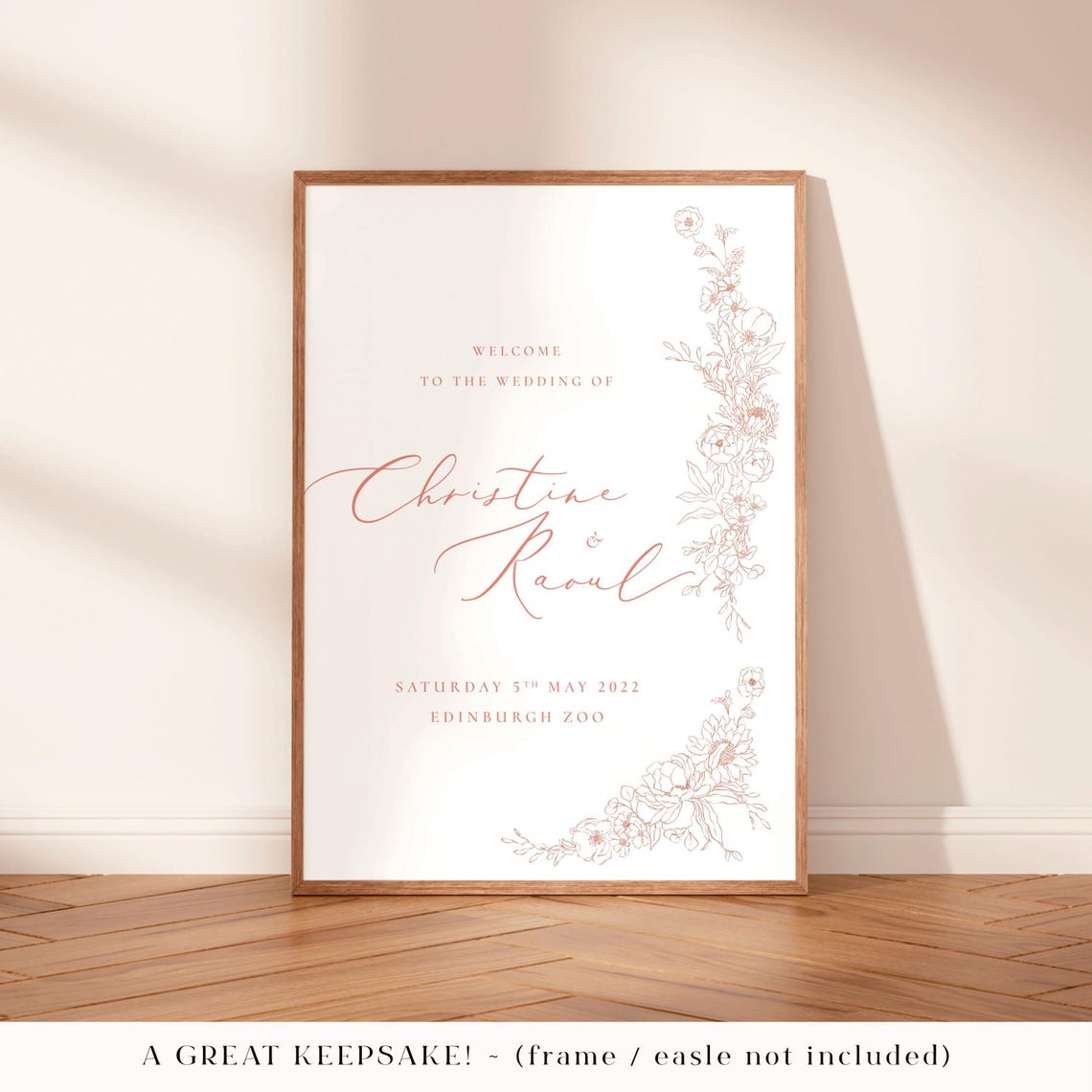 Blush Pink Large Wedding Welcome Sign, Printed Entrance Sign Board With ...