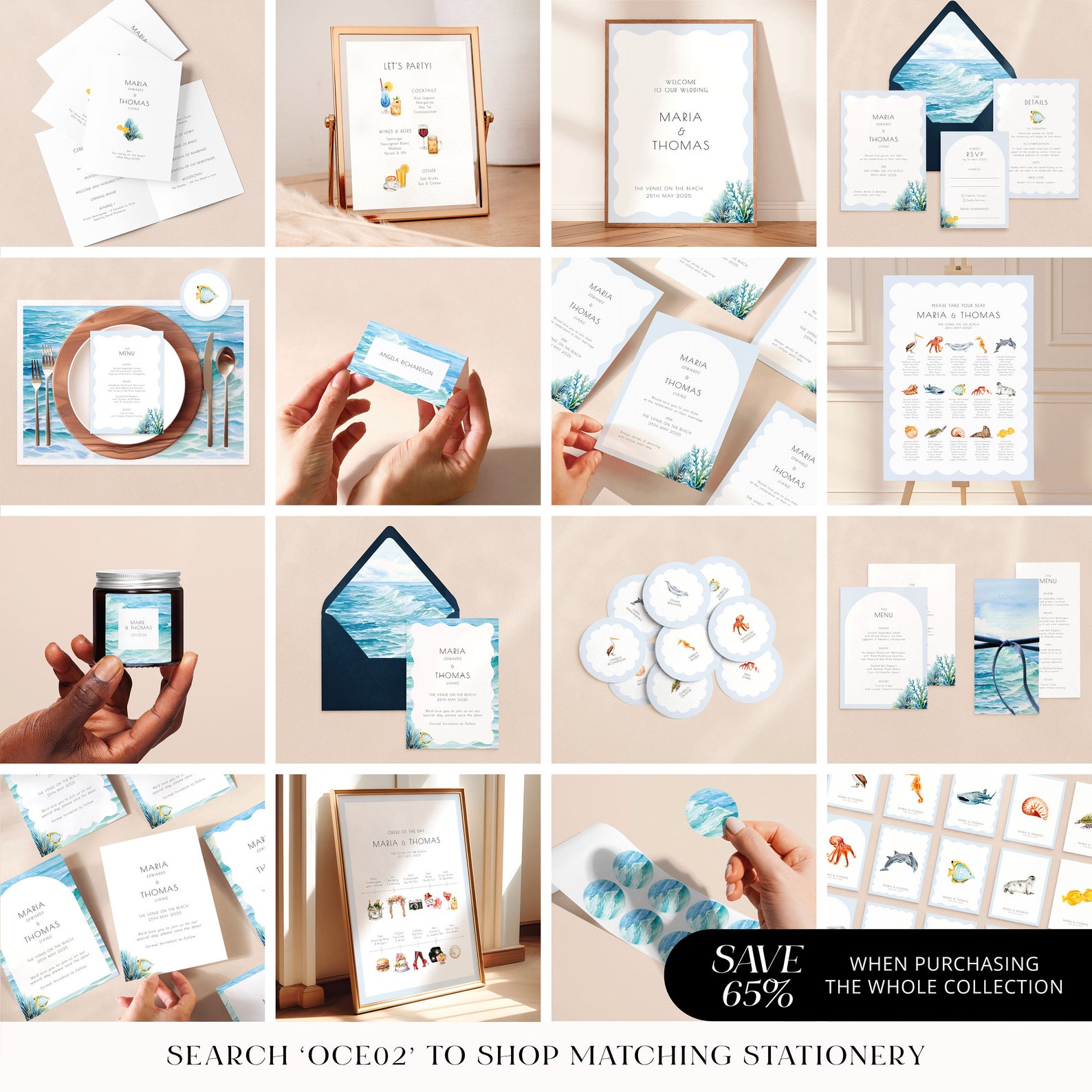 Reception Signage & Favour Stickers Template Bundle. Editable and ...