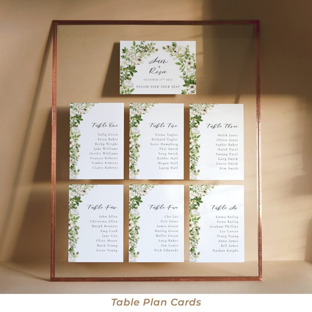 Printable Floral Arch Wedding Table Plan Cards With Dark - Etsy