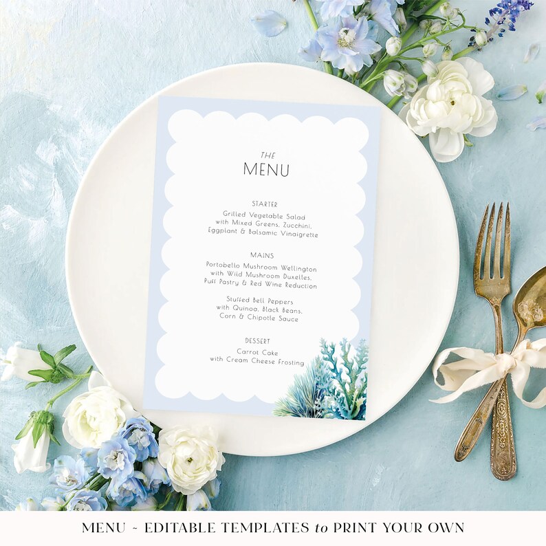 Editable Menu Template With Printable Coaster and Place Mat ...