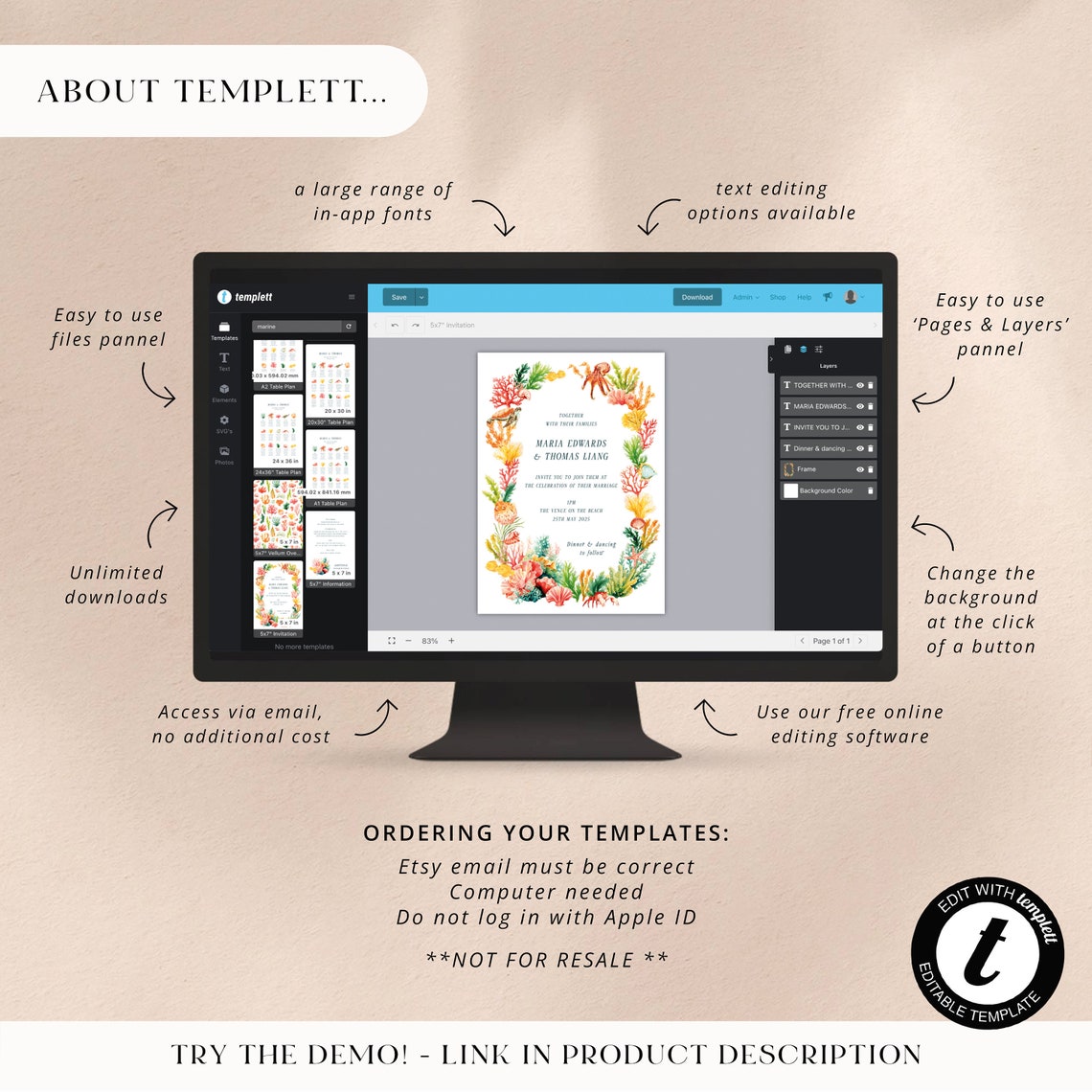 Editable Reserved Chair Sign Template. Instant Digital Download ...