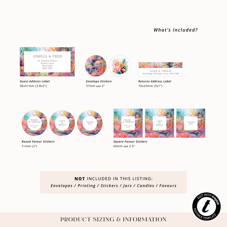 Printable Sticker Template Bundle. Guest Address and Returns Address ...